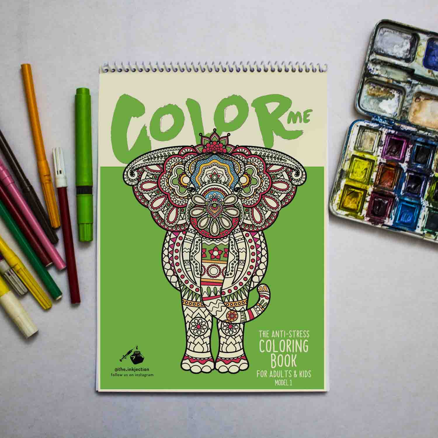 Coloring book for adults and kids - A4 size - The Inkjection