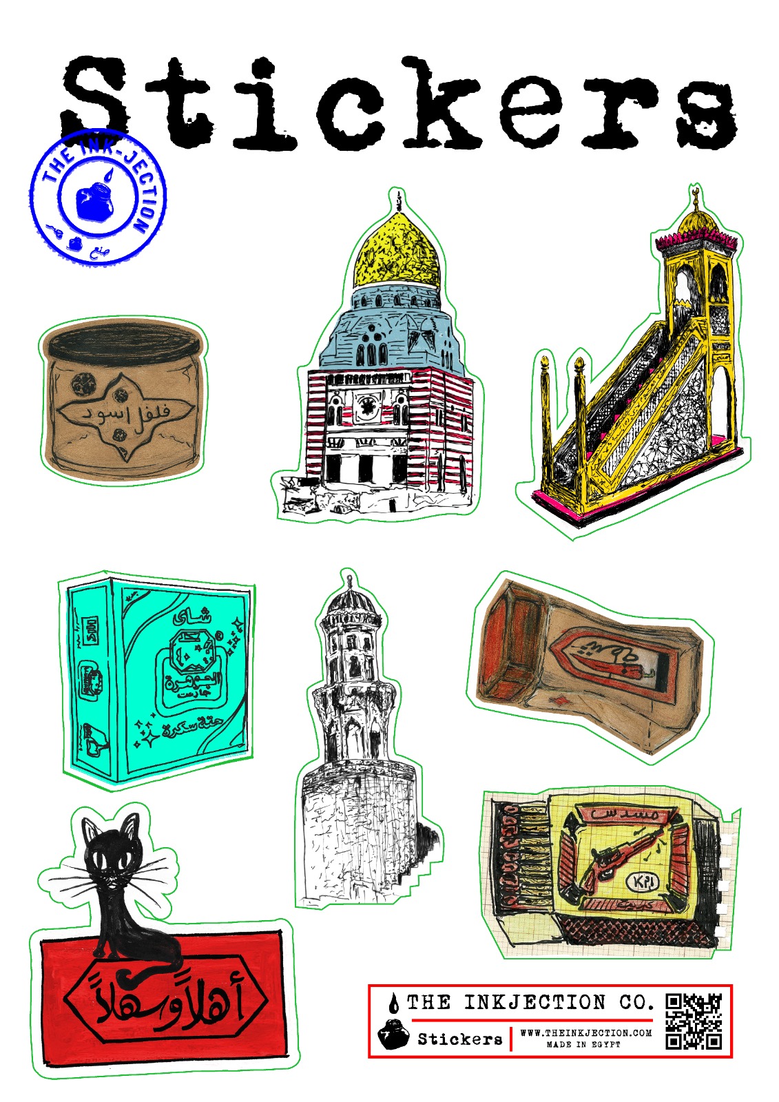 A4 Sticker - Illustrations Col. V1 - The Inkjection