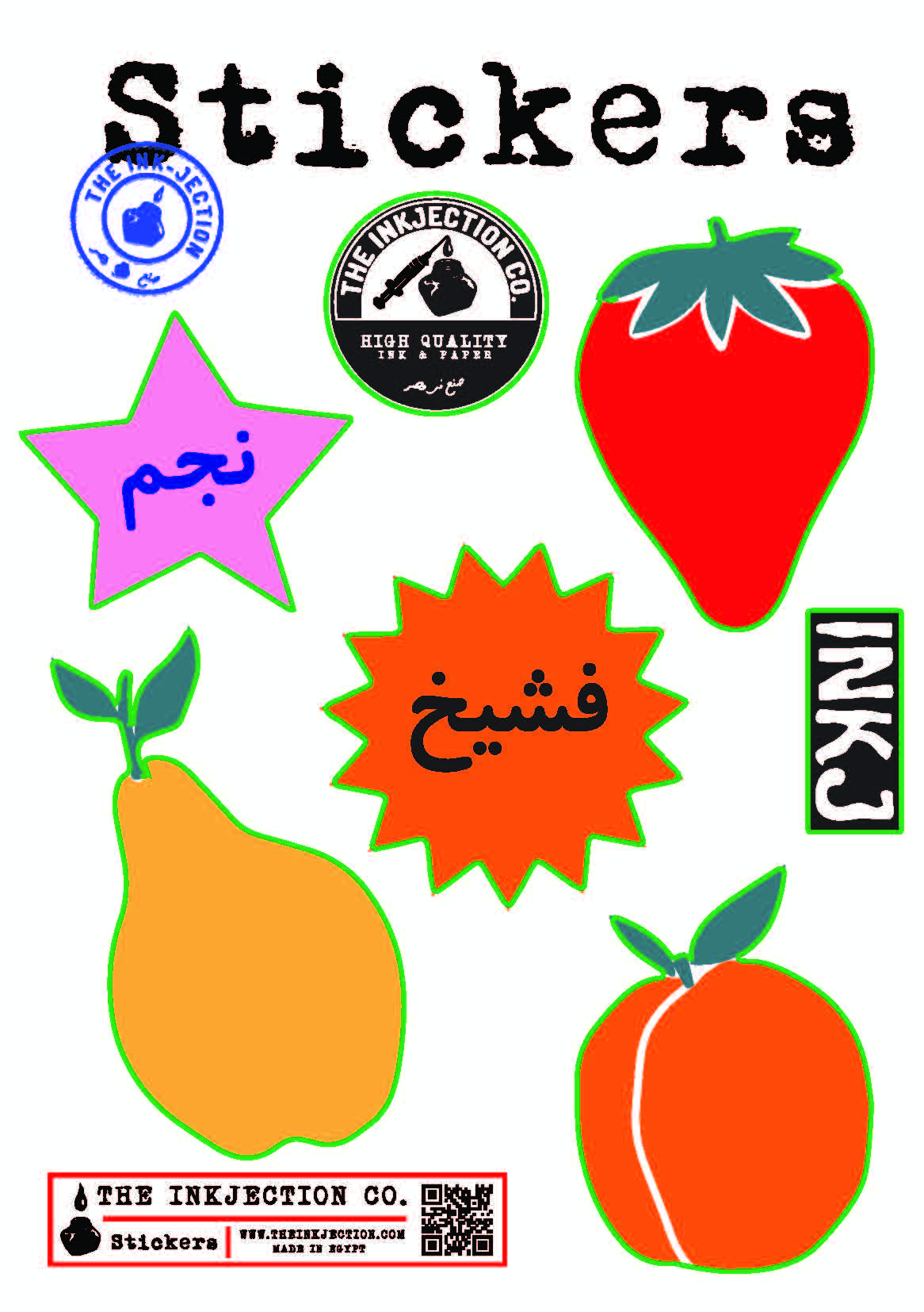 A5 stickers illustrated Typo and Fruits for laptop and journaling - The ...