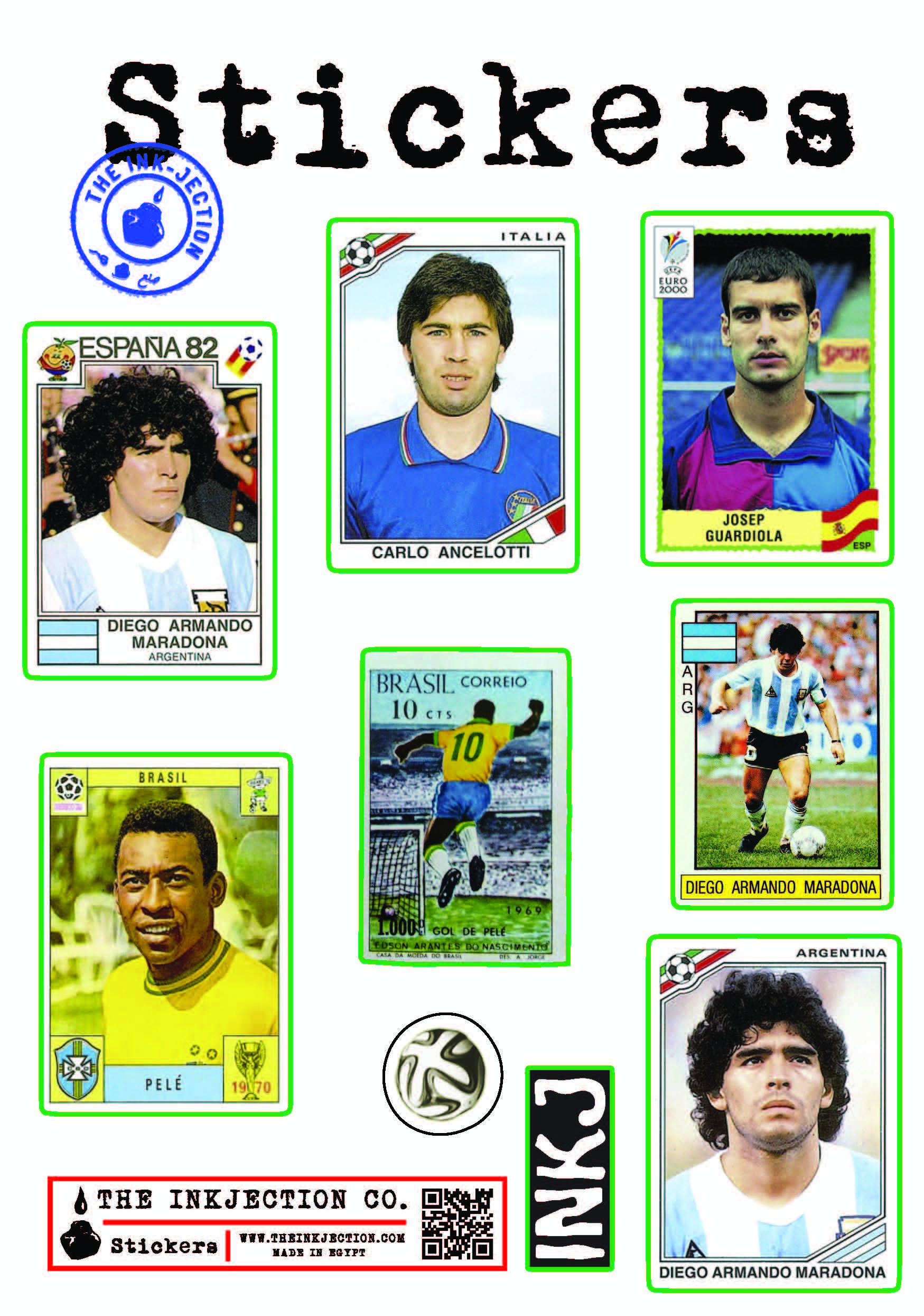 A5 stickers Football old players for laptop and journaling - The Inkjection